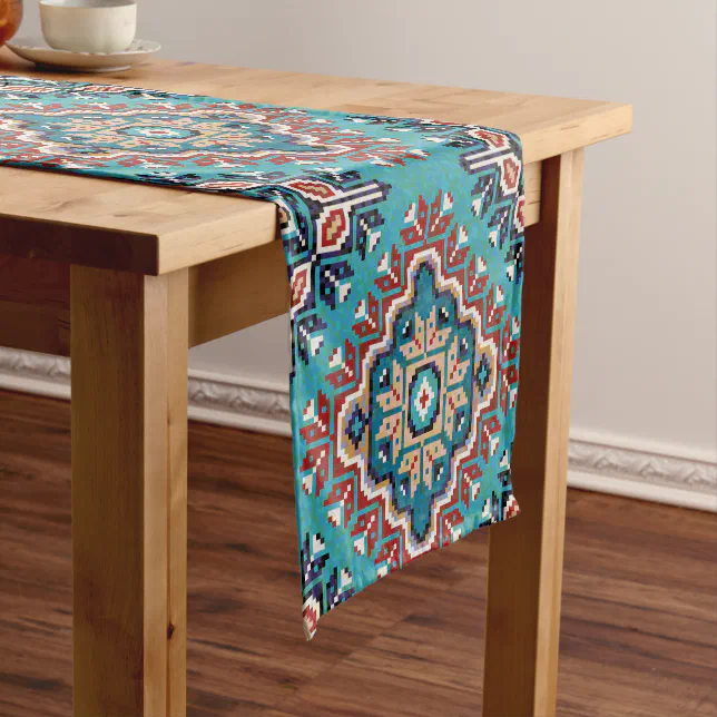 Native American Indians Navajo Mosaic Pattern Short Table Runner | Zazzle