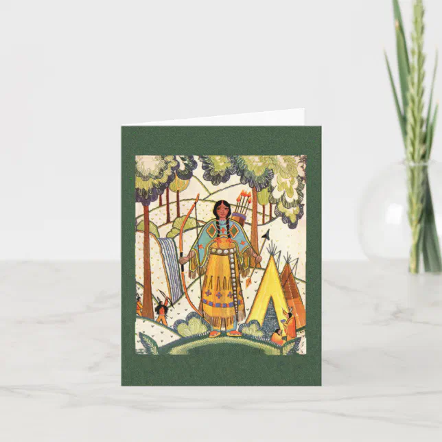 Native American Maiden Note Card | Zazzle