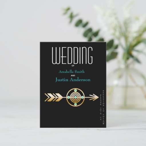 Native American Navajo Symbol Black Wedding Invitation | Zazzle