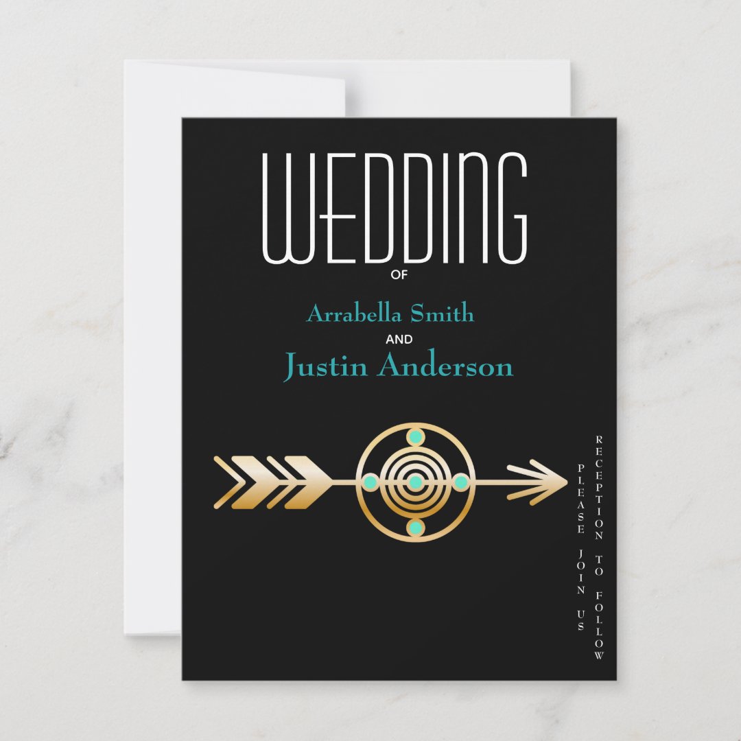 Native American Navajo Symbol Black Wedding Invitation | Zazzle