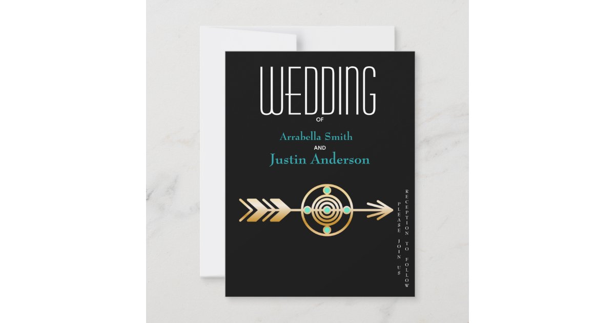 Native American Navajo Symbol Black Wedding Invitation | Zazzle