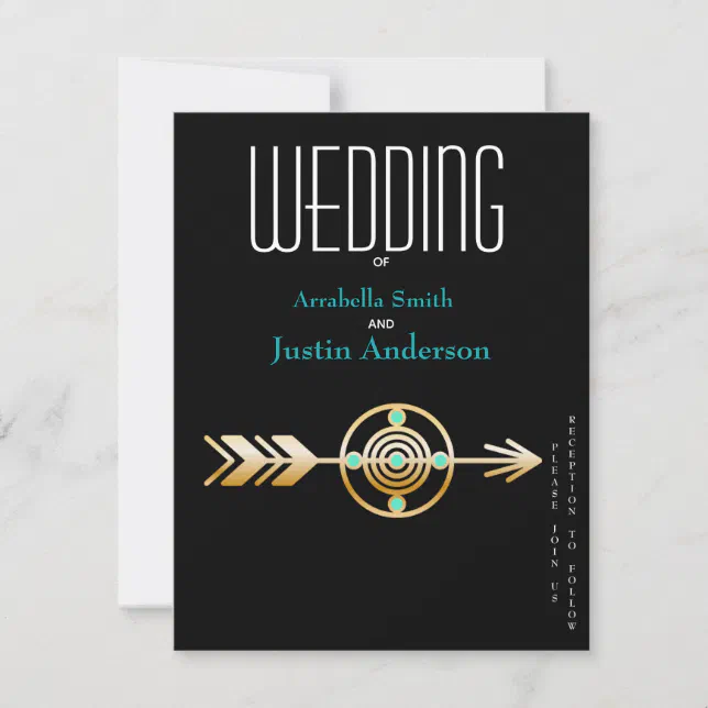 Native American Navajo Symbol Black Wedding Invitation | Zazzle