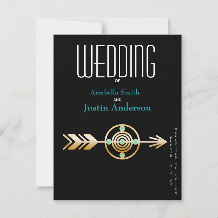 Native American Navajo Symbol Black Wedding Invitation | Zazzle