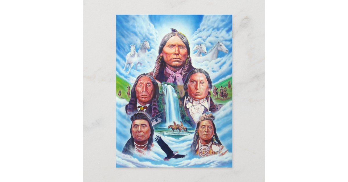 Native American Painting Famous Indian Chiefs Postcard | Zazzle