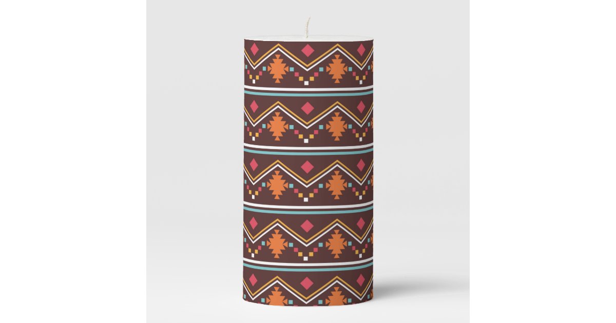 Native American Pattern Pillar Candle | Zazzle