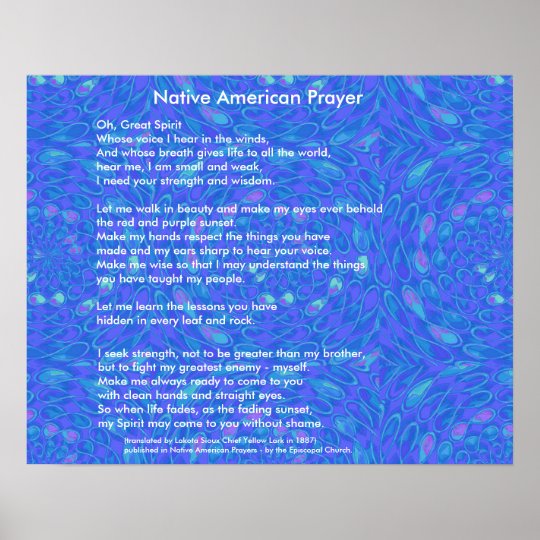 Native American Prayer Poster | Zazzle.com