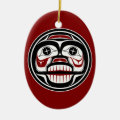 Native American Red Black Art Weeping Skull Ceramic Ornament | Zazzle
