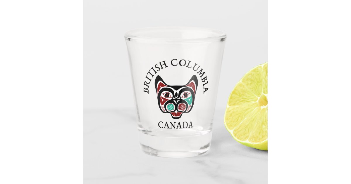 Native American Red Black Haida Art Kitty Cat Shot Glass | Zazzle