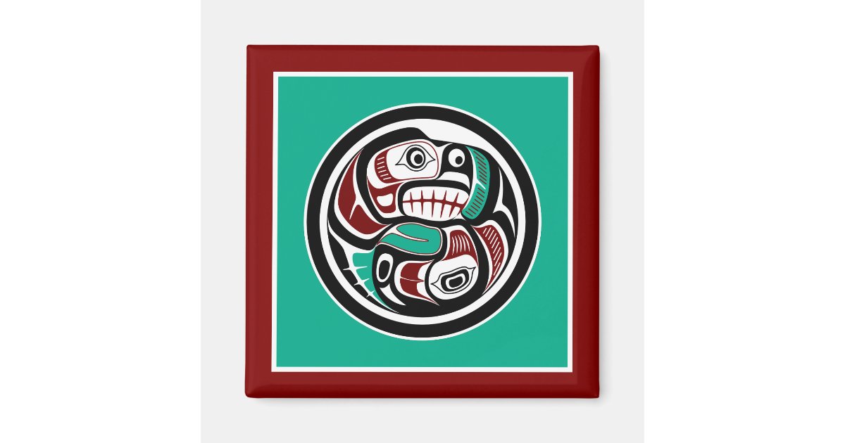 Native American Red Black Haida Art Weeping Skull Magnet | Zazzle