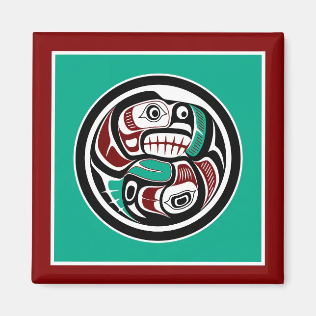 Native American Red Black Haida Art Weeping Skull Magnet | Zazzle