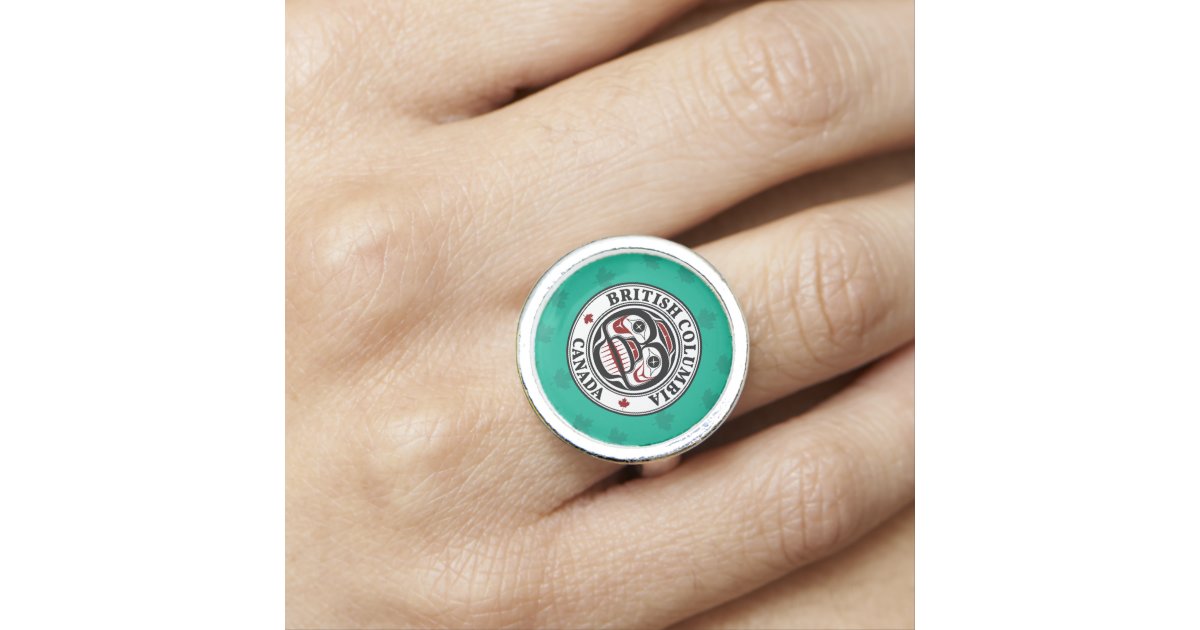 Native American Red Black Haida Art Weeping Skull Ring | Zazzle