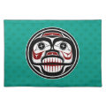 Native American Red Black Haida Weeping Skull Cloth Placemat | Zazzle