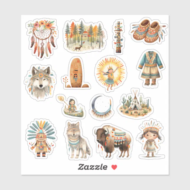 Native American Set Art Tribe Pack Sticker | Zazzle