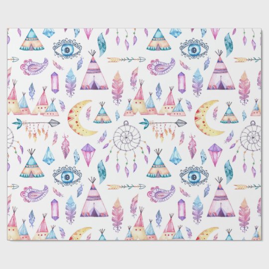 Native American Teepees Dreamcatchers Arrows Wrapping Paper | Zazzle.com