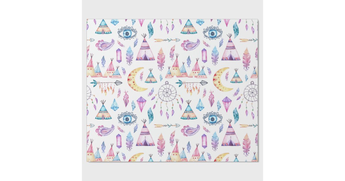 Native American Teepees Dreamcatchers Arrows Wrapping Paper | Zazzle