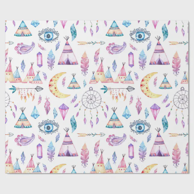 Native American Teepees Dreamcatchers Arrows Wrapping Paper | Zazzle