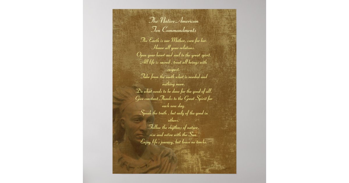 Native American Ten Commandments poster | Zazzle