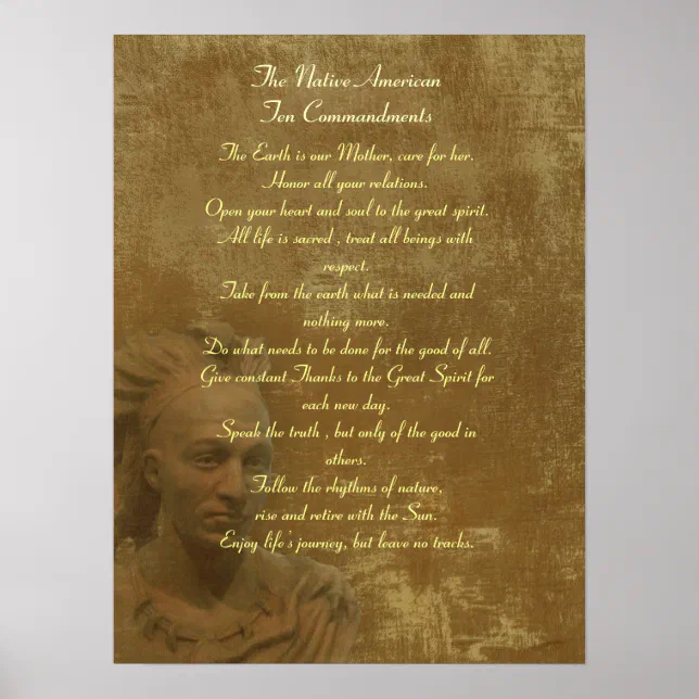 Native American Ten Commandments poster | Zazzle