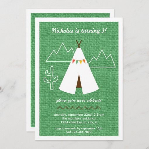 Native American Tipi Birthday Party Invitation | Zazzle