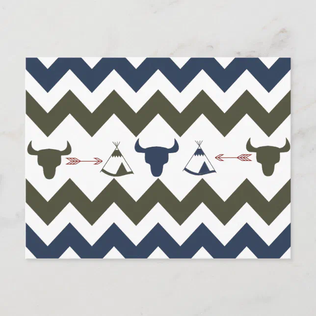 Native American Tribal Chevron Skulls Tipi Arrows Postcard | Zazzle