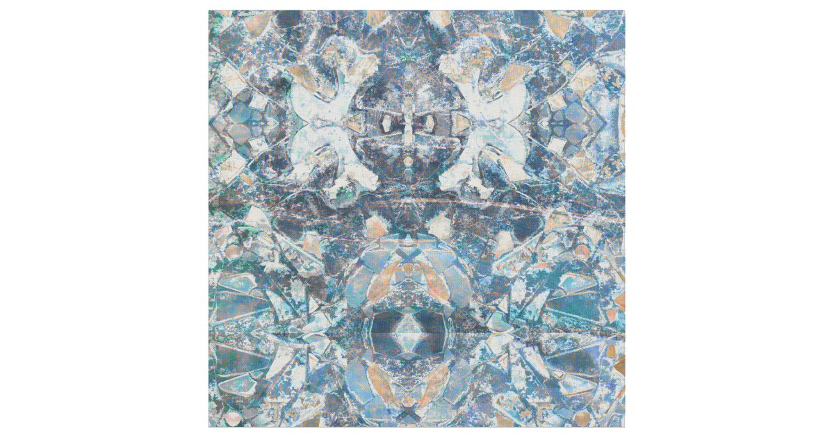 Native American Tribal Classic Blue Tan Pattern Fabric | Zazzle