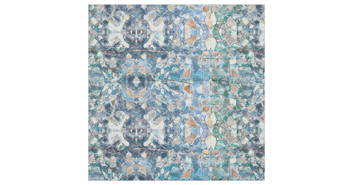 Native American Tribal Classic Blue Tan Pattern Fabric | Zazzle
