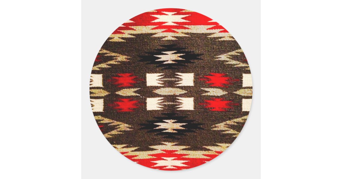 Native American Tribal Design Print Classic Round Sticker | Zazzle