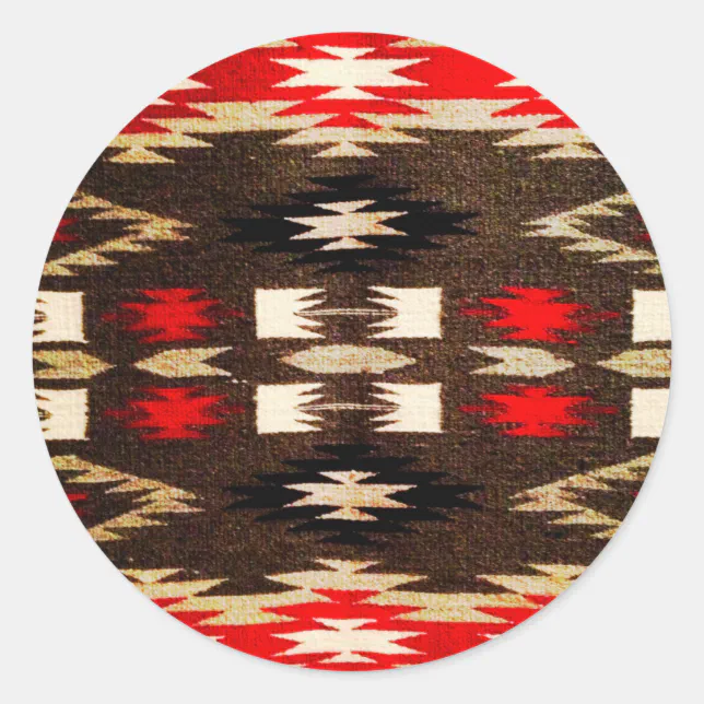 Native American Tribal Design Print Classic Round Sticker | Zazzle