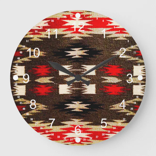Native American Tribal Design Print Large Clock | Zazzle