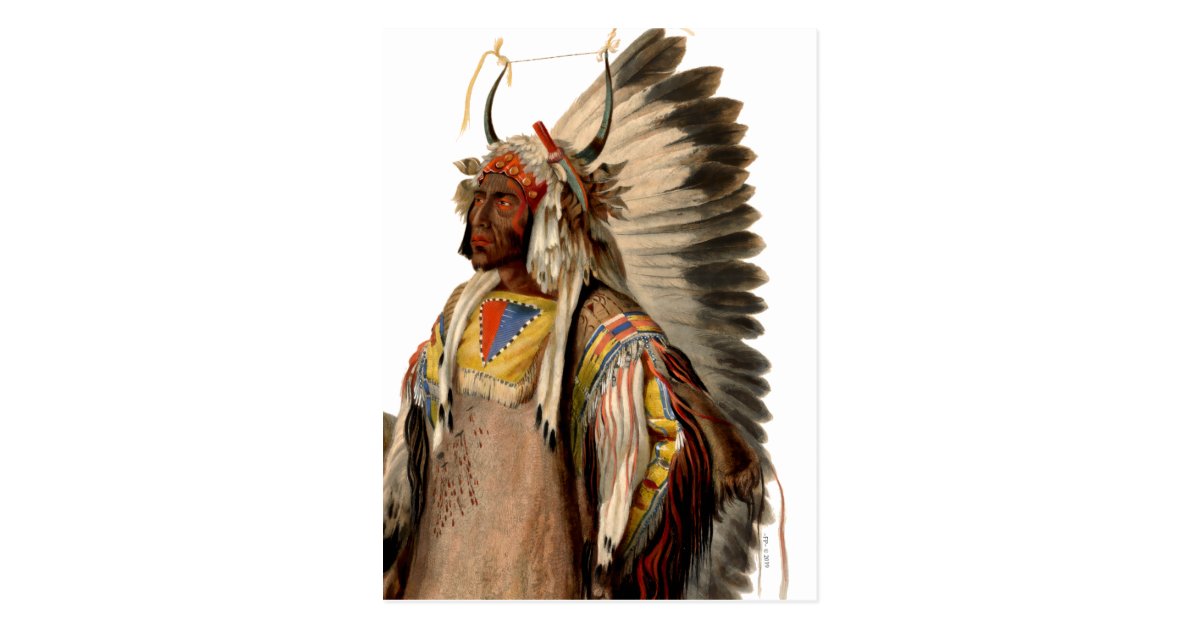 Native American Tribal Indian Chief Head Dress Postcard | Zazzle.com