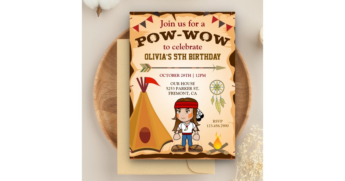 Native American Tribal Kids Birthday Party Invitation | Zazzle