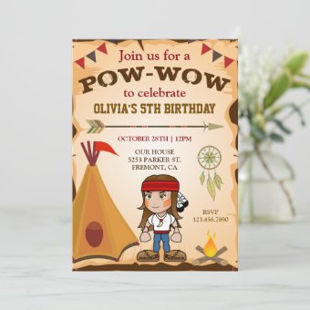 Native American Tribal Kids Birthday Party Invitation | Zazzle