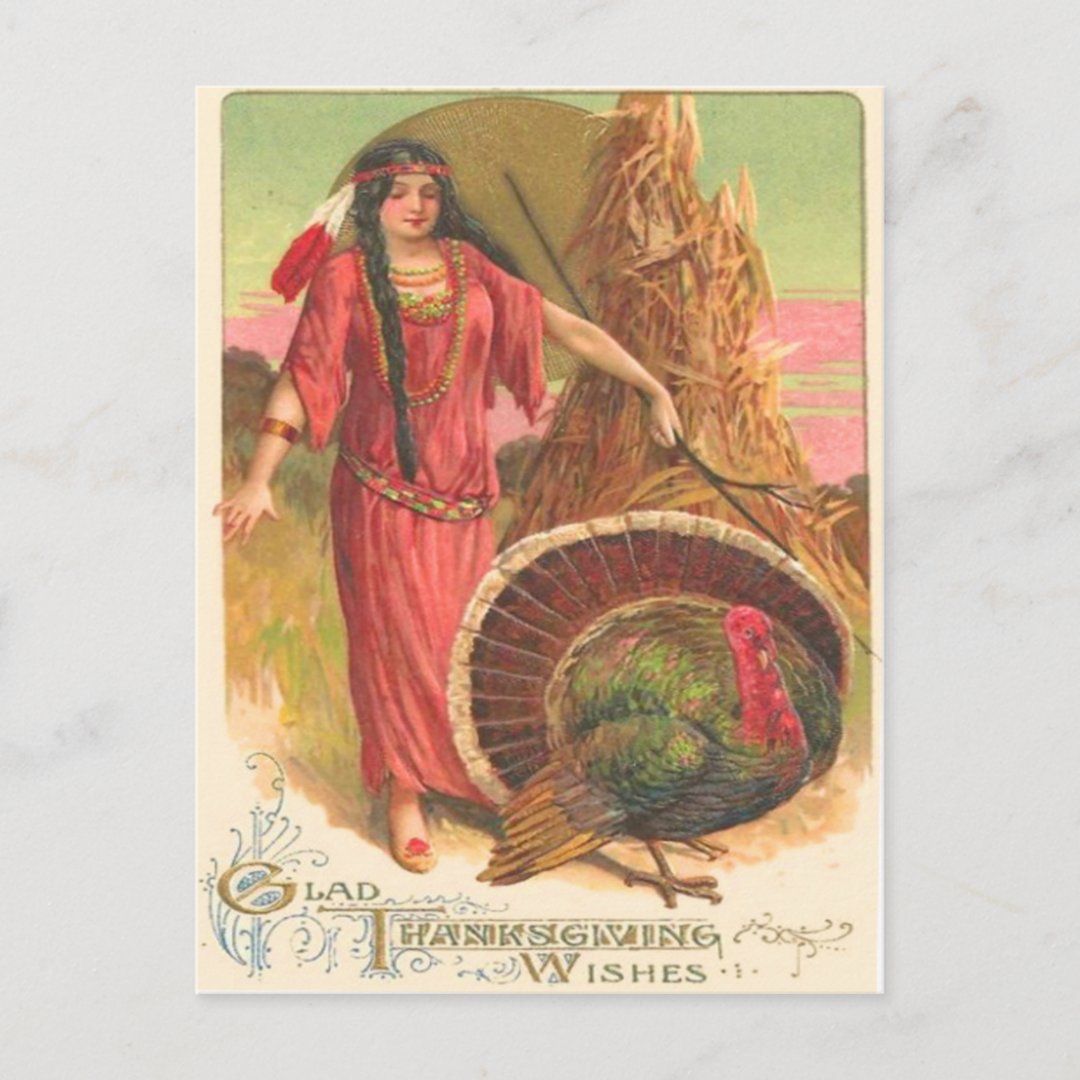 Native American & Turkey Postcard | Zazzle
