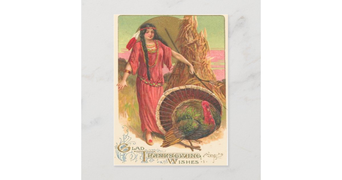 Native American & Turkey Postcard | Zazzle