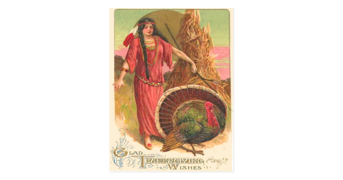 Native American & Turkey Postcard | Zazzle