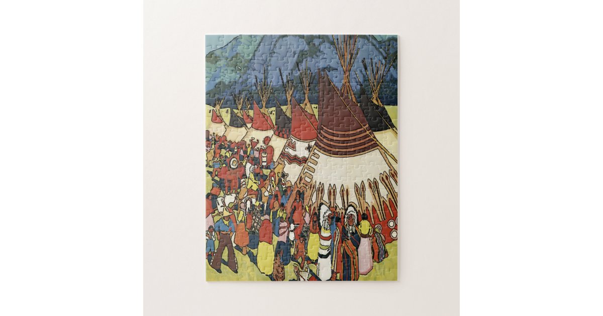 Native American Village Jigsaw Puzzle | Zazzle