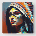 Native American Warrior Princess Square Wall Clock | Zazzle