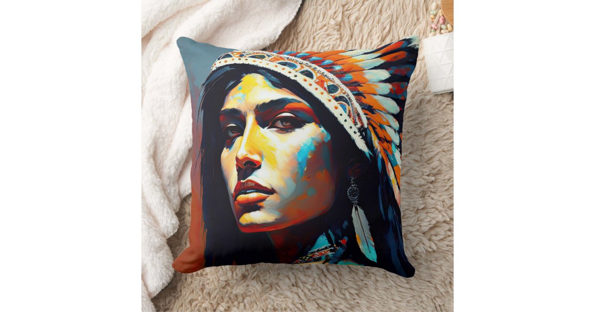 Native American Warrior Princess Throw Pillow | Zazzle