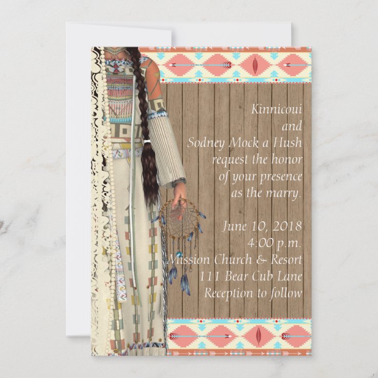 Native American Wedding Invitation with Bride | Zazzle
