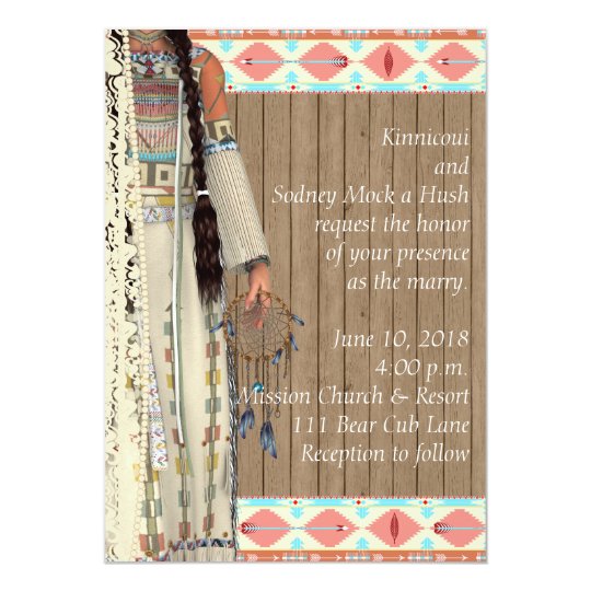 Native American Wedding Invitation with Bride | Zazzle.com