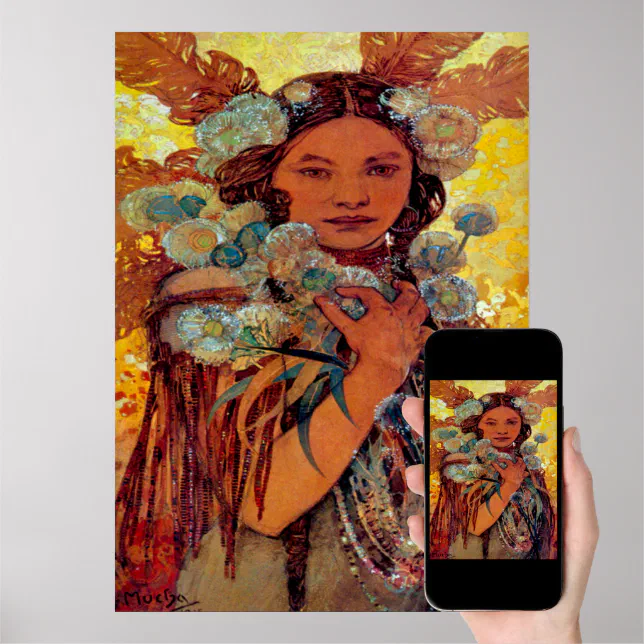 Native American Woman by Alphonse Mucha Poster | Zazzle