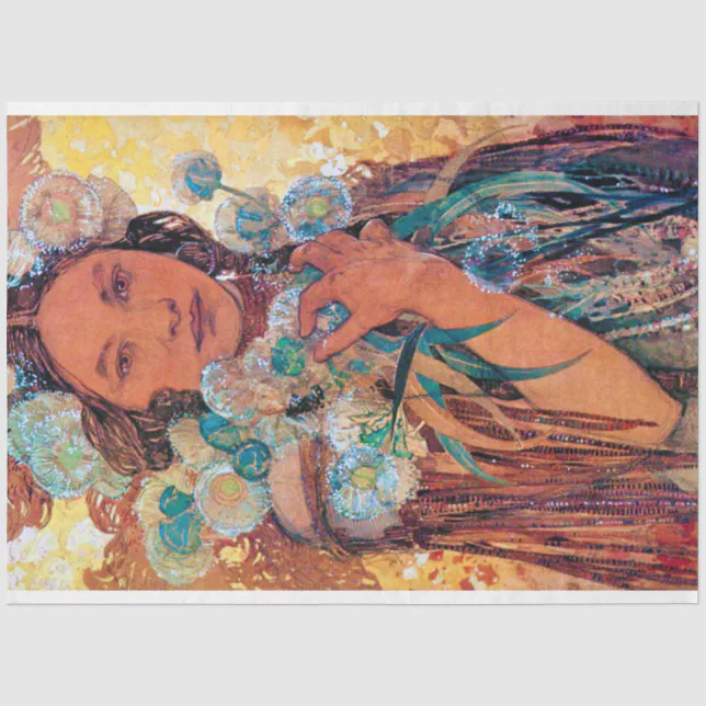 Native American Woman, Mucha Tissue Paper | Zazzle