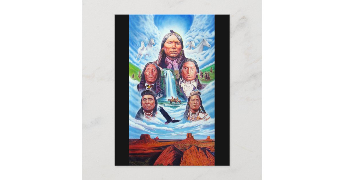 Native Americans Famous Indian Chiefs Painting Postcard | Zazzle