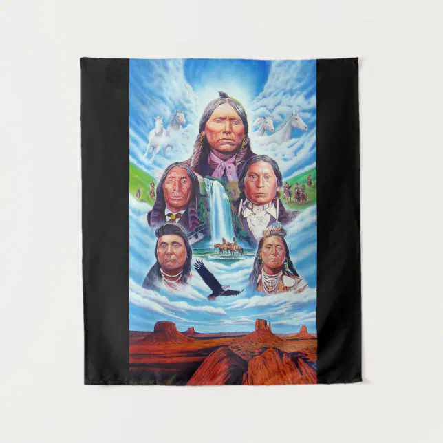 Native Americans Famous Indian Chiefs Painting Tapestry | Zazzle