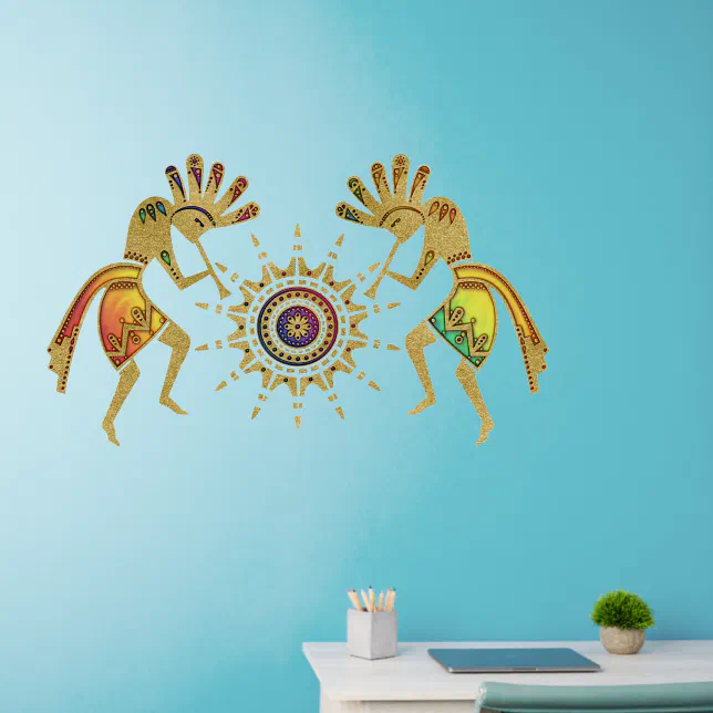 Native Americans Kokopelli Duo - Sun Dancing 3 Wall Decal | Zazzle