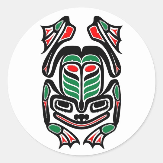 Native Haida Art Frog - black on white Classic Round Sticker | Zazzle.com