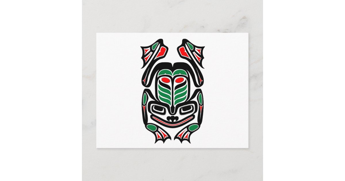 Native Haida Art Frog - black on white Postcard | Zazzle