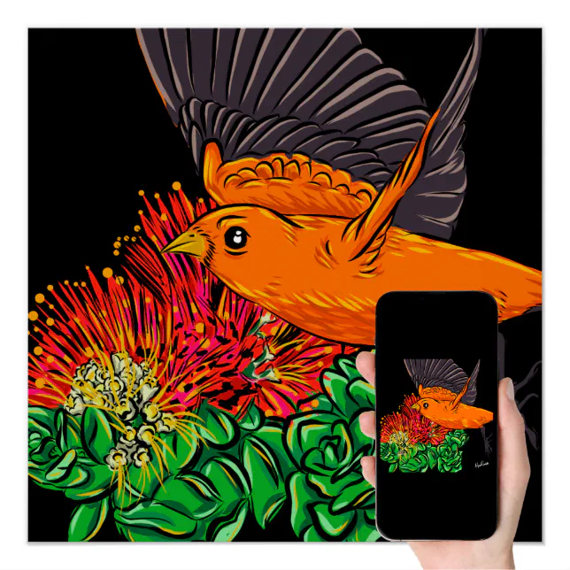 Native hawaiian bird art poster | Zazzle