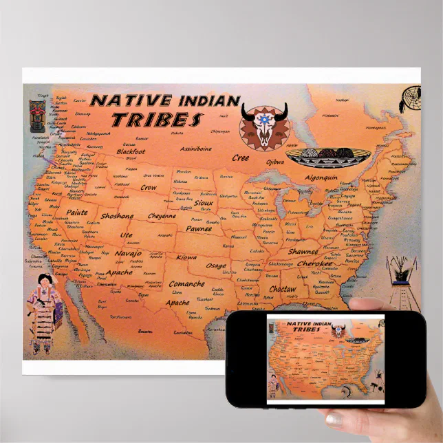 Native Indian Tribes Map Poster | Zazzle