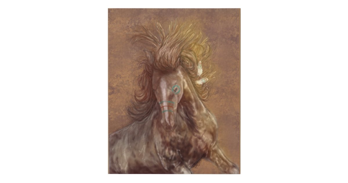 Native mustang horse art painting western print | Zazzle
